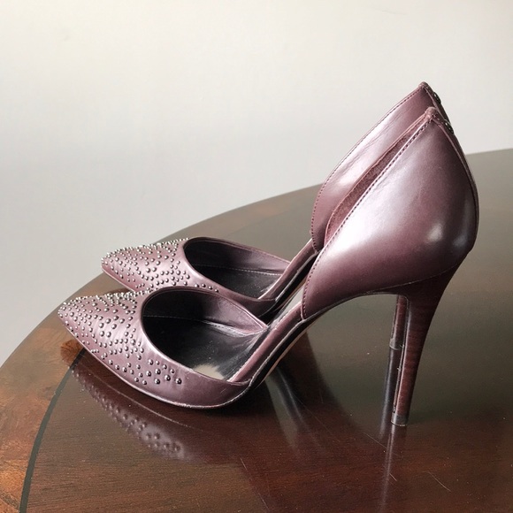 Coach | Shoes | Coach Brown Leather Metal Studded 7m Dorsay Heels ...